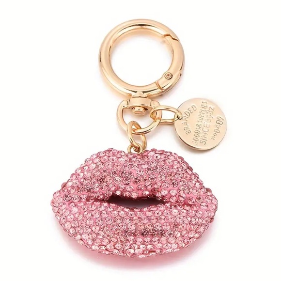 Accessories | Pink Crystal Lip Keychain | Poshmark